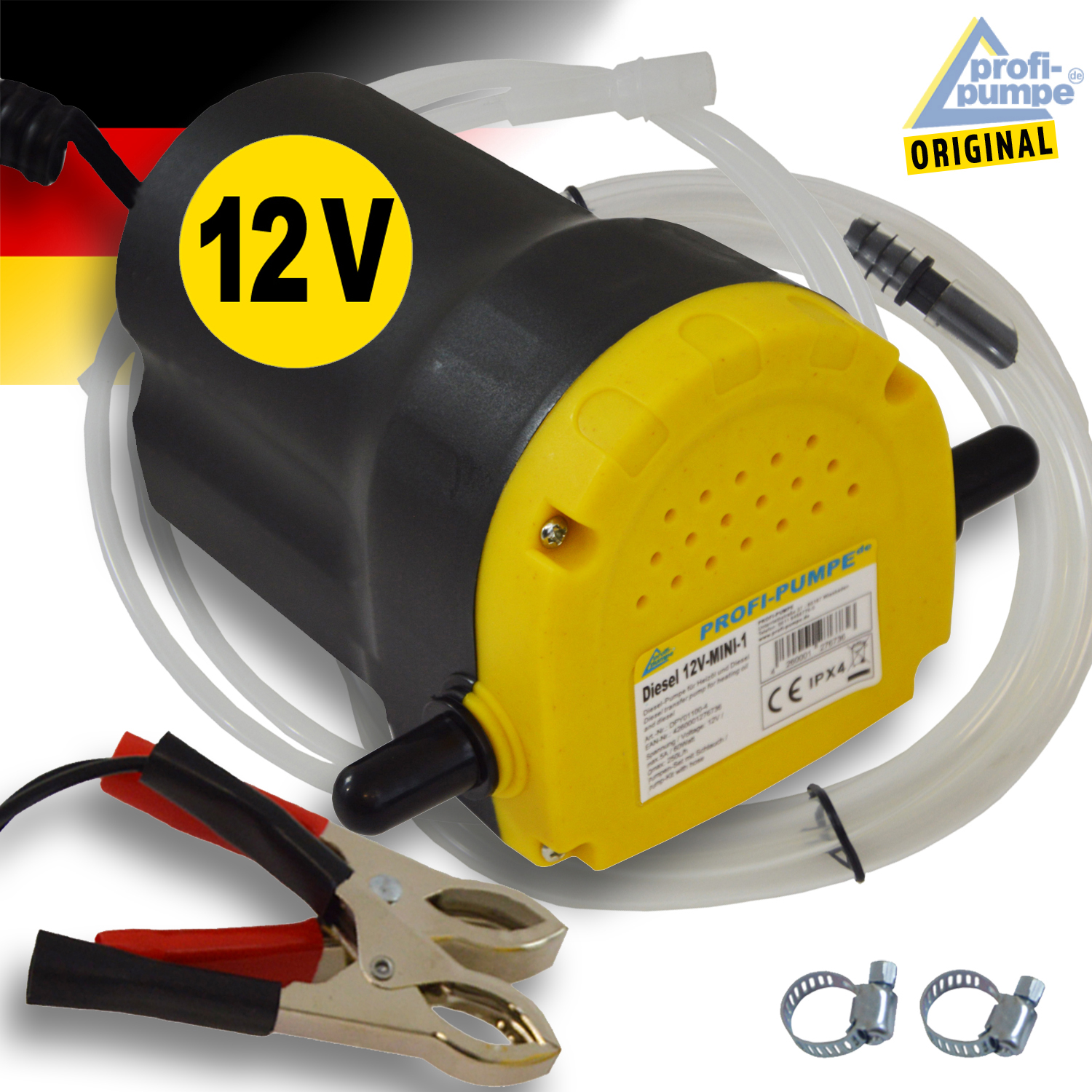 Diesel 12V-MINI-1 Umfüll-Pumpe mit Schlauch und Zubehör